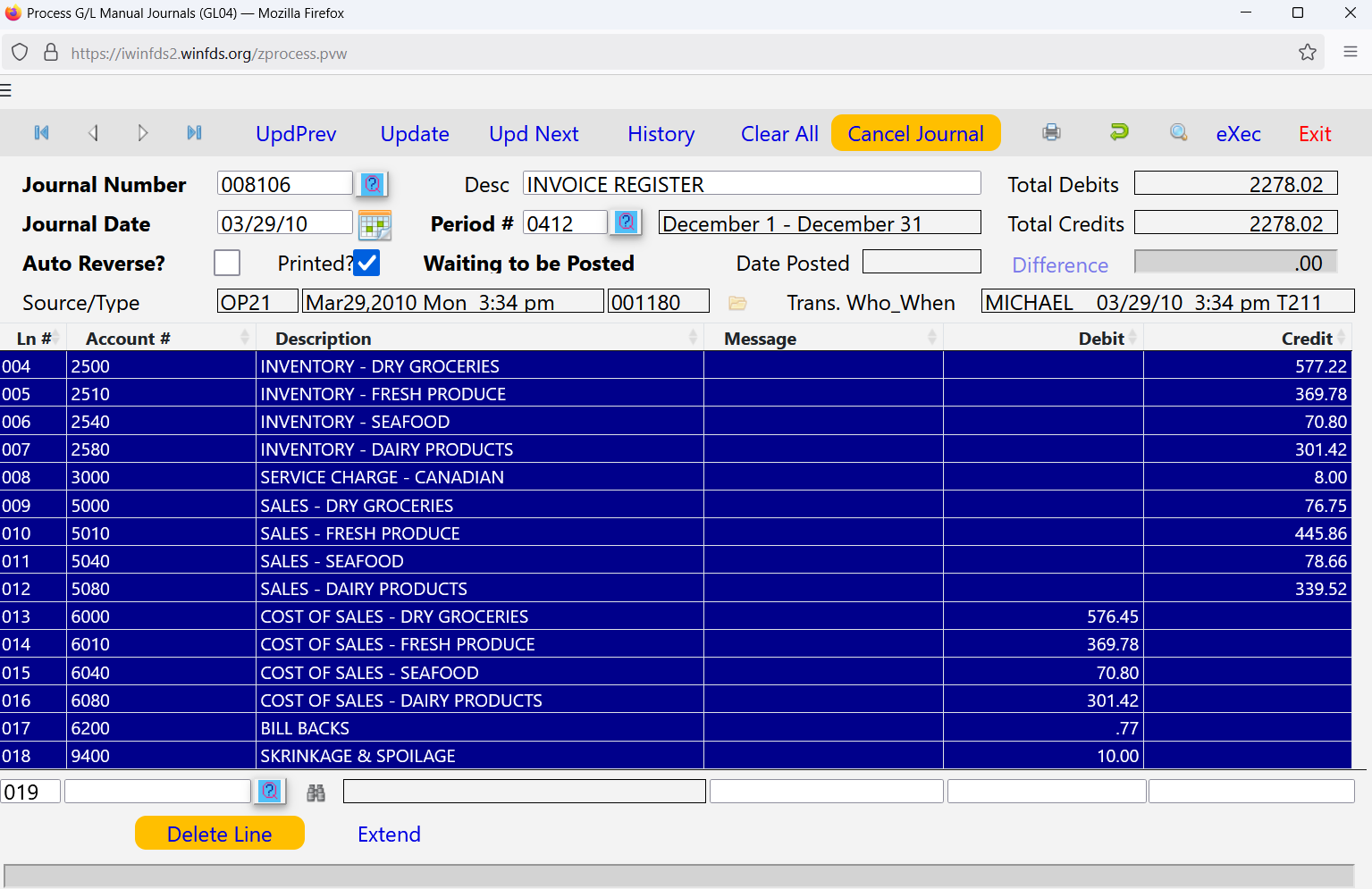 General Ledger & Financial Statements | Food Decision Software